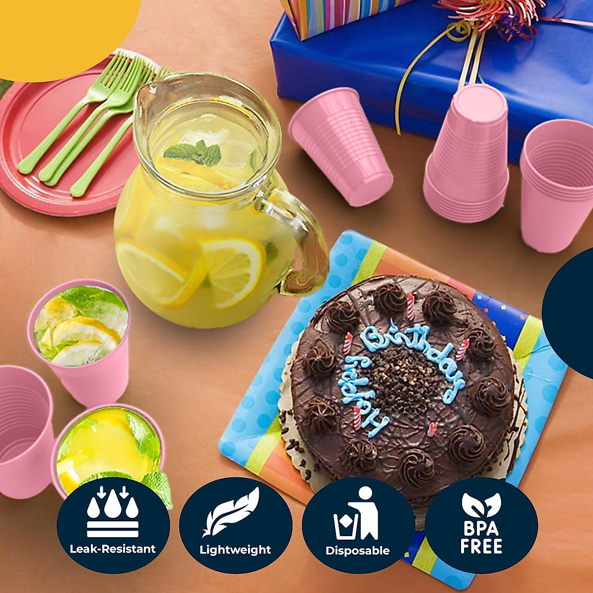 Exquisite Pink Party Cups - 50 Pack, 12 oz Each | Perfect for Celebrations