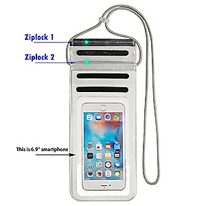 Baitoo Waterproof Phone Pouch,IPX8 Waterproof Phone Case Bag Holder Dry Pouch for iphone 13 Pro Max/13 Pro/13/12/12 Pro Max/11/11 Pro Max/Xs Max/XR to 7" for Kayaking Swimming Beach(Silver)