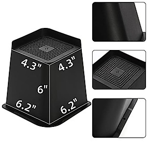 Hiceeden 4 Pack Heavy Duty Bed Risers, 6 Inch Lift Couch Furniture Risers, Bed Lifts Risers Raising Blocks Extenders for Table, Desk, TV, Supports Up to 4400 Lbs(Black, Trapezium)