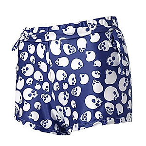 New Printed shorts, Thenlian Fashion Women Sports Gym Skull Printed Mid Waist Pants Stretch Elastic Shorts Leggings (S, Blue)