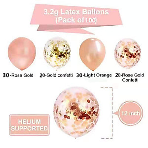 Rose Gold Confetti Balloons 100 pack, 12 Inch Latex Party Balloons with Confetti Dots for Birthday Party, Wedding & Anniversary Decorations, Graduation Party Supplies, Baby Shower and Holidays