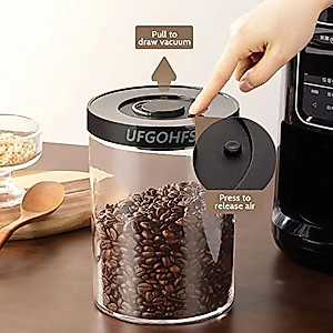 UFGOHFS Vacuum Coffee Canister Coffee Bean Storage Vacuum Seal Containers Airtight Coffee Container Airtight Food Storage Containers Coffee Vacuum Canister Coffee Containers 2.0 Liter Black