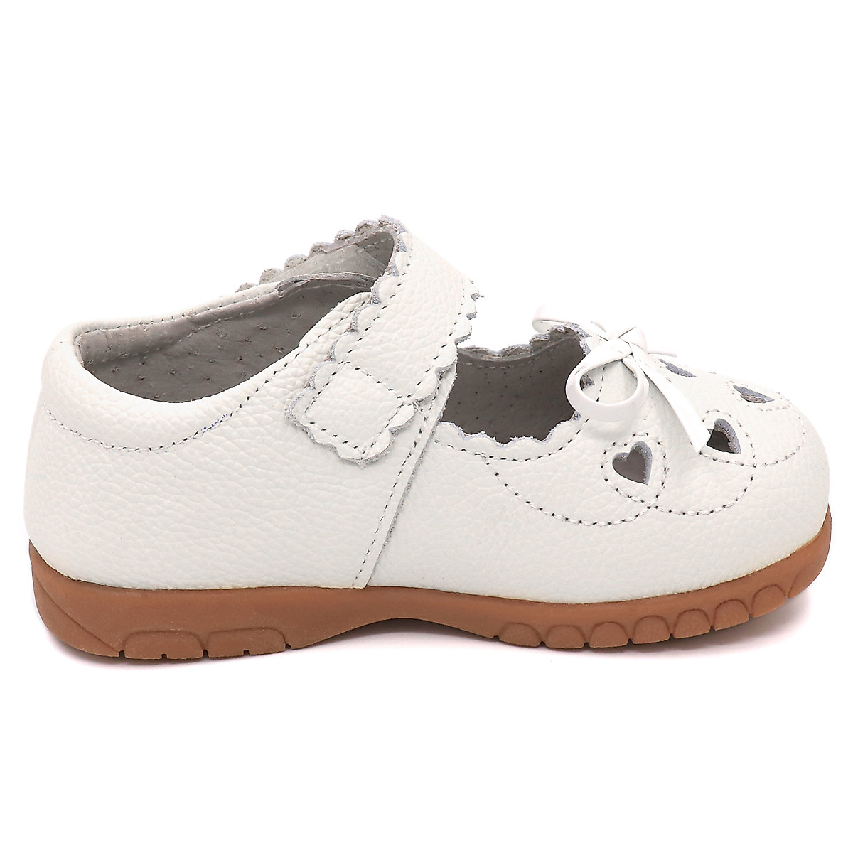 Femizee Girls Leather Bows Design Soft Round Toe Princess Dress Mary Jane Flat Shoes,White CN20