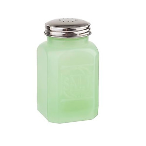 Tablecraft Salt Shaker with Metal Top, 2.5 x 2.5 x 4.5, Green