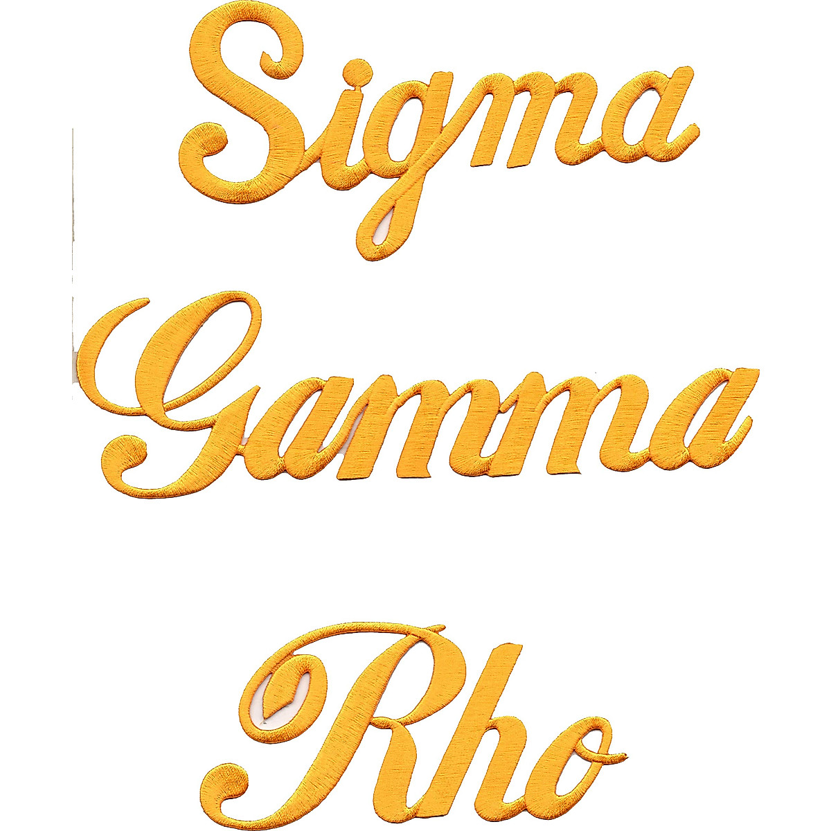 Sigma Gamma Rho Script Iron-On Patch Set [Gold - 2.5"T]