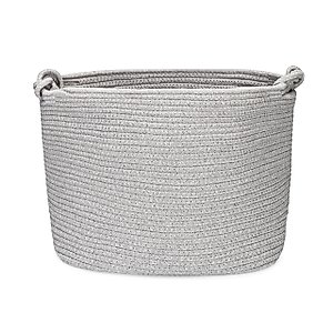 Parker Baby Rope Storage Cube Bin - 11 Inch Nursery Cubby Storage Bin Cubes for Cube Organizer, Closet Organizers and Storage Toy Bin, Rope Baskets Bins for Toys Storage - Gray