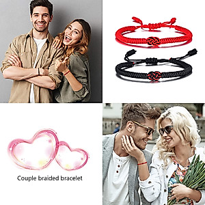 MPRAINBOW Personalized Braided Couples Bracelet：Custom Name Promise Words Engraved Bracelets Attraction Relationship Bracelets for Him and Her (Luck Love Knot)