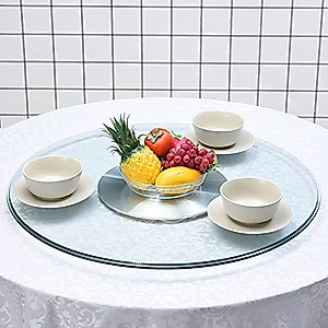 Lazy Susan Turntable, 20/24/27/32in Transparent Glass Rotating Tray For Dining Table, Round Tabletop Swivel Tray Rotatable Serving Plate With Aluminum Alloy Bearing Thick: 8mm (Size : 90cm/36")