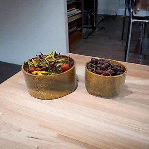 WRIGHTMART Round Wood Serving Bowl Set of 2, For Food, Condiment Storage, Salad, Snack, Nuts, Bread, Pastries, Hand Turned Dinnerware, Elegant Display, Decorative Fruit Bowl for the Kitchen