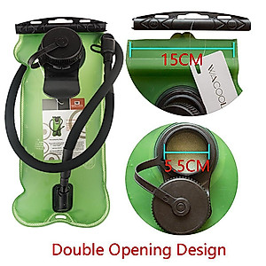 WACOOL 3L 3Liter 100oz BPA Free EVA Hydration Pack Bladder, Leak-Proof Water Reservoir (Green(Double Opening))