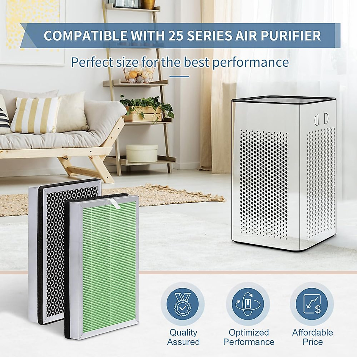 Zouhwaso MA Series 25 Replacement Filter compatible with MA Series 25 Air Purifier Filter Replacement, 3-in-1 Composite Filter with H13 True HEPA, Activated Carbon and Pre-filter, Pack of 6
