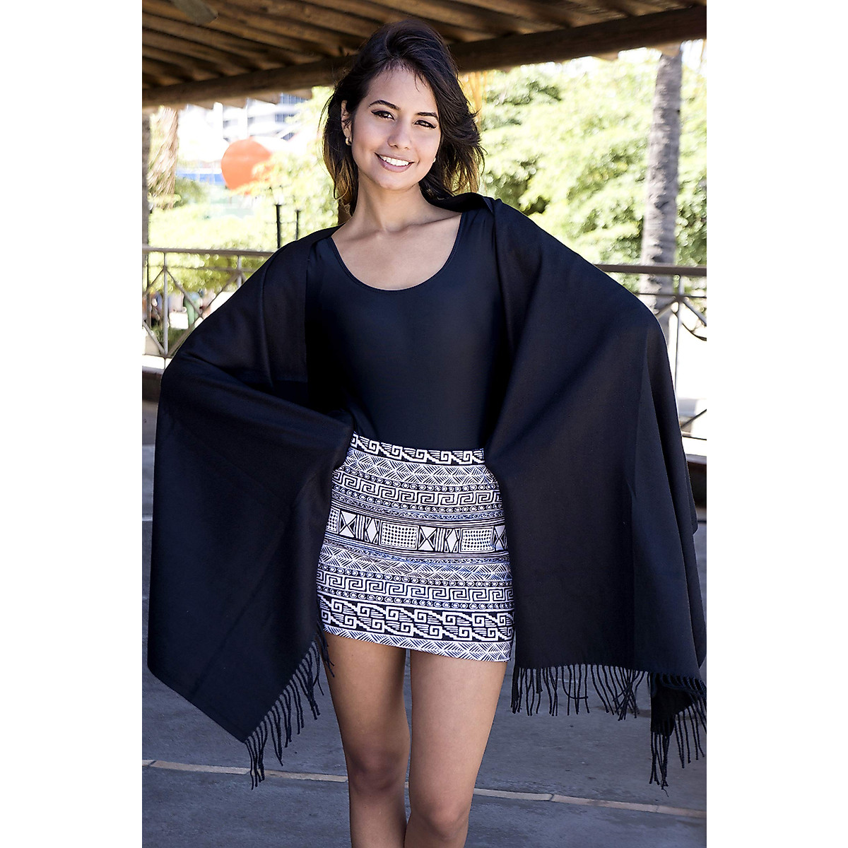 Cindy & Wendy Large Soft Cashmere Silky Pashmina Solid Shawl Wrap Scarf for Women