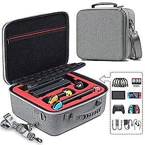 NinjaPlusOX Carrying Case for Nintendo Switch/Switch OLED Model 2021, Hard Shell Protective Portable Switch Carrying Case Travel Bag for Switch Console & Accessories, Gray
