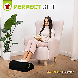 ErgoFoam Adjustable Desk Foot Rest for Added Height - Orthopedic Teardrop Design - Large Premium Under Desk Footrest - Most Comfortable Foot Rest Under Desk for Lumbar, Back, Knee Pain (Black)