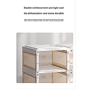 MAYIBOX 2 Rows of 12 Compartments Portable Free Stacking Transparent Thickened Shoe Box - Side Transparent Locker - Plastic Simple Shoe Cabinet - Storage 12 Pairs of Shoes(2 rows of 12 grids)