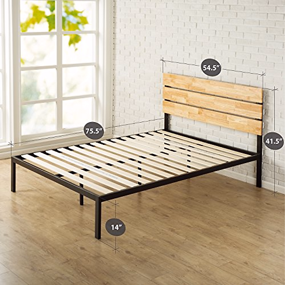 ZINUS Paul Metal Platform Bed Frame / Wood Slat Support / No Box Spring Needed / Easy Assembly, Full