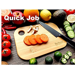 Berkvee Small Bamboo Wood Cutting Board Set (2 Pieces) - Mini Lightweight Wooden Fruit Cutting Board for Home Camping Trip