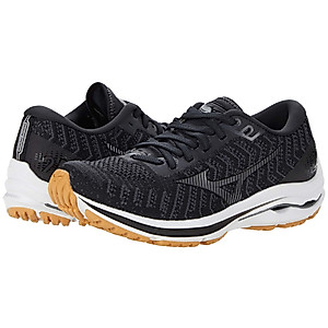 Mizuno Women's Wave Rider 24 WAVEKNIT Running Shoe, Black-Dark Shadow, 6 D US