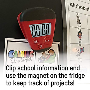 Taylor Kitchen Clip Timer with Magnet for Refrigerator Counts Up and Down for School, Learning, Projects, and Kitchen Tasks
