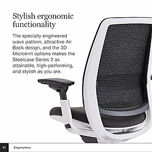 Steelcase Series 2 Office Chair - Ergonomic Work Chair with Wheels for Carpet - with Back Support, Weight-Activated Adjustment & Arm Support - Adjustable Rolling Chairs for Desk - Graphite