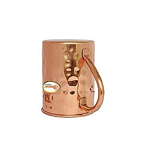 PARIJAT HANDICRAFT Handcrafted Hammered Classic Copper Moscow Mule Mugs Solid Pure Copper Unlined Mug Cup Capacity 16 Ounce