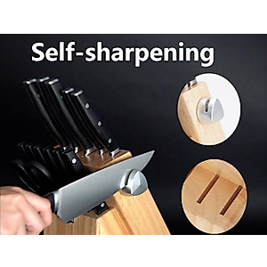 Knife Set, Hanmaster 14 Pieces German Steel Knife Sets for Kitchen with Block, Kitchen Scissors, Sharp Kitchen Knife Set for Home and Restaurants, Gift Box Packed.