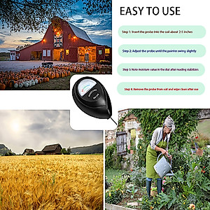 XLUX Soil Moisture Meter Sensor, Water Monitor Indicator Sensor, Hygrometer for Outdoor Indoor Large Pot Plants, Black and Green, 2 Pack