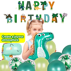 Dinosaur Birthday Decorations Cute Dinosaur Balloon Dinosaur Birthday Party Supplies Happy Birthday Banner Confetti Green Latex Balloon Baby Shower Decorations Boys and Girls LilyZheng