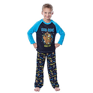 INTIMO Scooby-Doo Boys' Scooby Shaggy Ruh-Roh! Raglan Sleep Pajama Set (8) Black