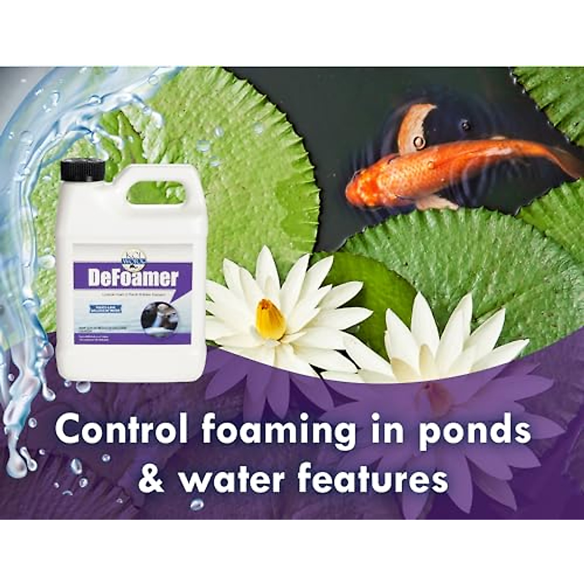 KoiWorx Defoamer - 32oz- Removes Foam from Decorative and Ornamental Ponds, Safe for Koi
