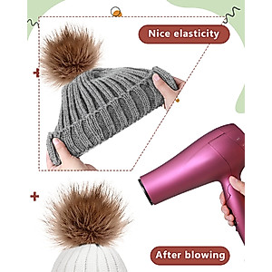 SATINIOR 6 Pcs Winter Beanie Hat Scarf Gloves Set for Women, Knitted Beanie with Pom Pom Neck Warmer Touchscreen Gloves Set(Gray, White)