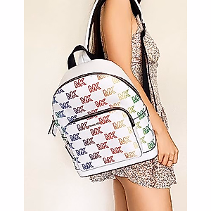 Michael Kors Adult's Unisex Cooper Commuter Medium Sling Bag Single Strap Backpack MK Rainbow Optic White