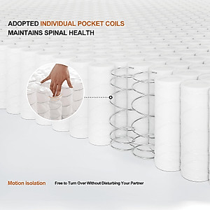 Hotkid,Queen Mattres, 12 Inch Hybrid Queen Mattresses in a Box, Memory Foam and Pocket Springs,Soft and Comfortable Medium Firm Mattress, Pressure Relief,Cool and Breathable