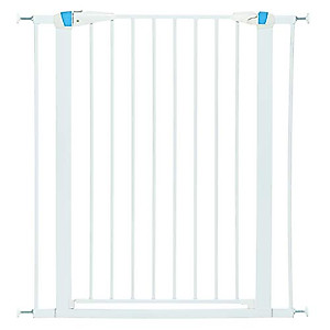 Pet Gate | 39" High Walk-thru Steel Pet Gate by 29" to 38" Wide in Soft White w/ Glow Frame, X-Tall