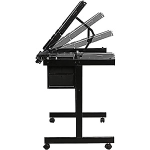 Need Adjustable Drafting Table with Tilted Tabletop, Art Table with 2 Storage Drawers for Writing Art Craft Work Station Black,UT-DT1033-BK-ND