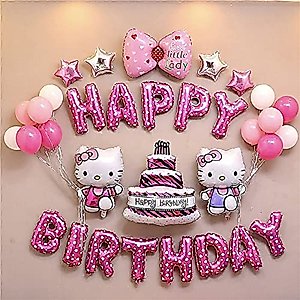 24 Pc Hello Kitty Happy Birthday Banner – Fun Set Party Supplies Decoration – Colorful party deco for Girls and Toddlers