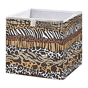 Kigai Animals Print Cube Storage Bins - 11x11x11 In Large Foldable Storage Basket Fabric Storage Baskes Organizer for Toys, Books, Shelves, Closet, Home Decor