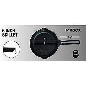 Mirro MIR-19050 Mini Ready to Use Pre-Seasoned Round Cast Iron Skillet, 6 Inch, Black