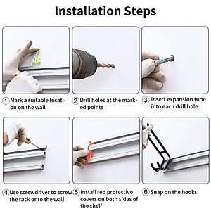 Homeon Wheels Aluminum Ski Storage Rack Holds 6 Pairs of Skis Ski Rack for Garage Wall Padded Hooks Ski Rack Wall Max 300 lbs.
