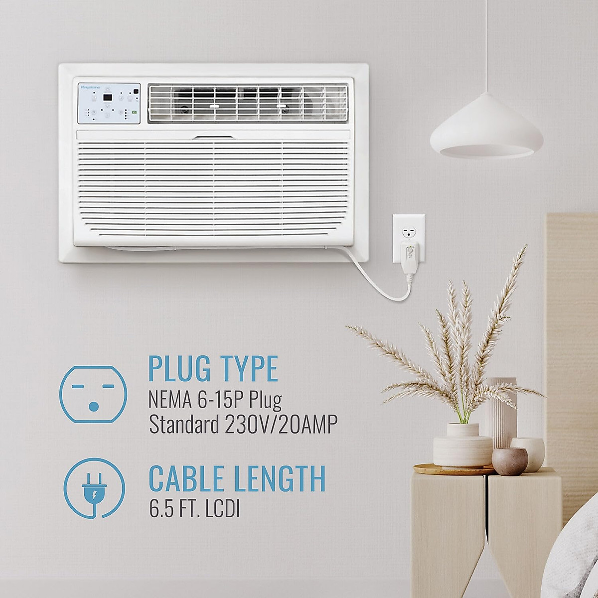 Keystone 14,000 BTU Wall Mounted AC Unit and Dehumidifier, 230V, Wall Unit for Bedroom, Garage, Nursery, and Large Rooms up to 700 Sq.Ft., AC Wall Unit with Remote Control