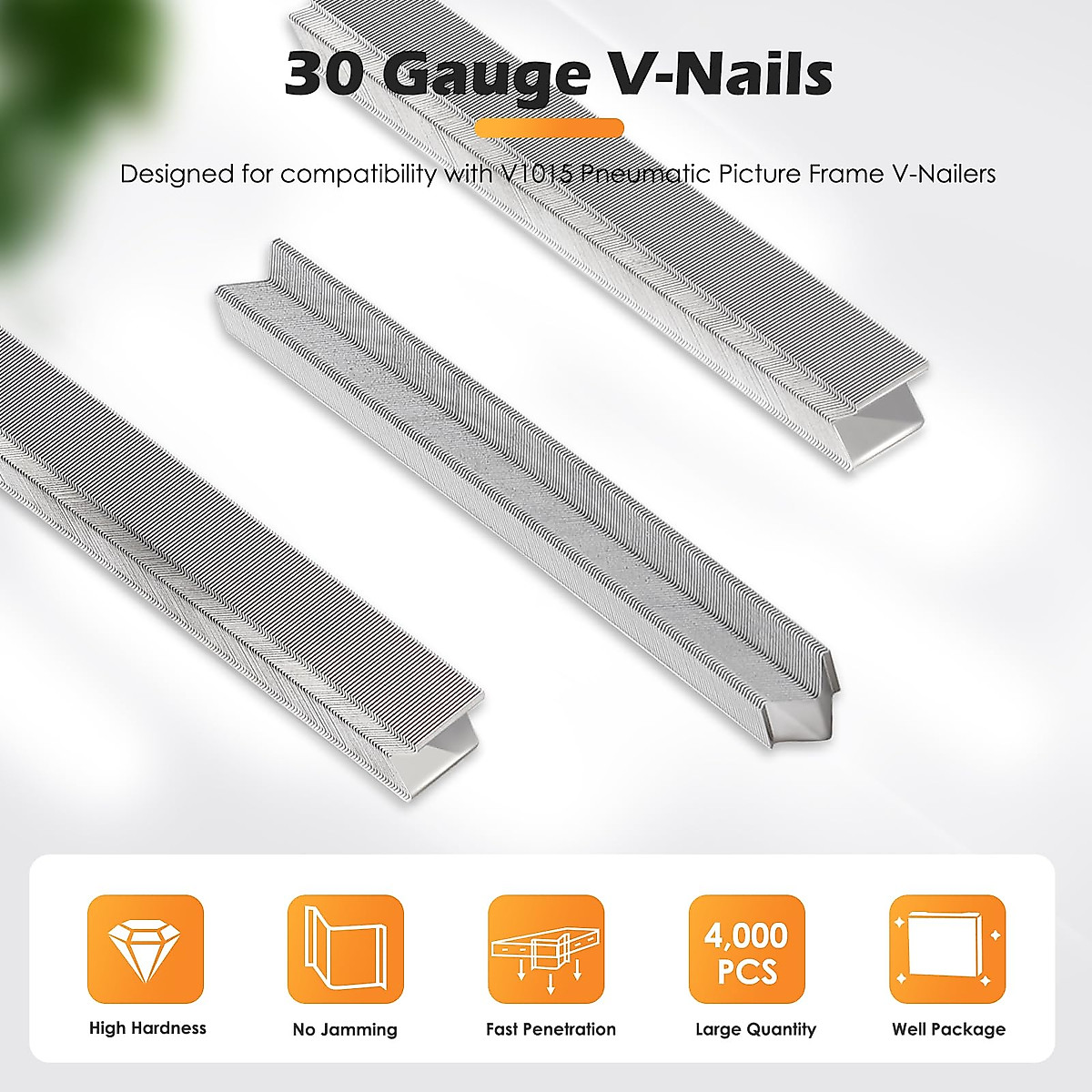 10MM V-Nails 30 Gauge 10.3mm Diameter 10mm Length UNI Hard Wood Type V Nails for V1015 Picture Frame Nailer 4,000 PCS/BOX