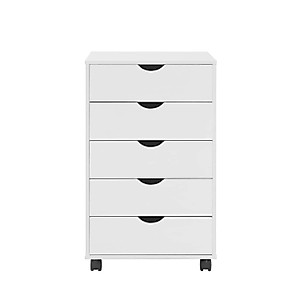 Naomi Home 5 Drawer Office File Cabinet with 200 lbs Total Capacity - White