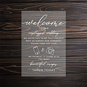 Andaz Press Scripted Unplugged Ceremony Acrylic Sign, 7.5 x 11 Inch, Stand Included, Wedding Ceremony, Reception, Clear Acrylic Signage, Table Sign, Wedding Ideas, Wedding Decor