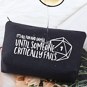 G2TUP Funny DM Gift Dice Bag It’s Fun and Games Until Someone Critically Falls RPG Master Gaming Bag (DD Dice Bag Black)