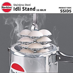 Hawkins Stainless Steel Idli Stand - 12 Idlis, (For 5 Litre and bigger Pressure Cooker), Silver (SSID5)