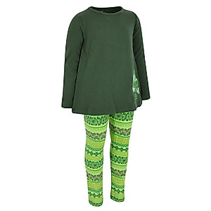 Unique Baby Girls Lucky Clover Embroidery 2 Piece St Patricks Day Outfit (4t)