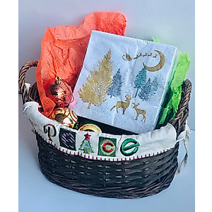 Nantucket 40-ct 13x13 Golden Deer Magic Christmas Napkins | Golden Winter Napkins for brunch party each 6.5''x6.5'' folded, 13''x13'' unfolded 4013315335