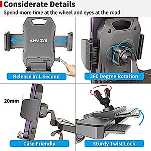 APPS2Car Sturdy CD Slot Phone Mount with One Hand Operation Design, Hands-Free Car Phone Holder Universally Compatible with All iPhone & Android Cell Phones, for Smartphone Mobile