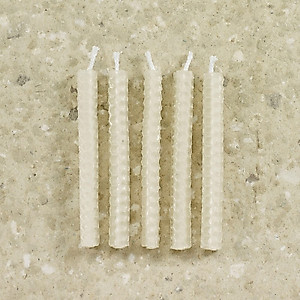 Rite Lite Judaica Hand Rolled Honeycomb Beeswax Hanukkah Candles, 45 Count Chanukah Menorah Gifts, Jewish Holiday Party Favors Candleholder (Natural)