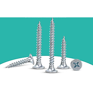 IEUYO Drywall Sheetrock Screw Wood Screw Assortment Kit Bugle Flat Head Phillips Drive Zinc Coated Finish for Drywall Wood (#6) M3.5x16/20/25/30/40/50, 200 PCS/6Sizes